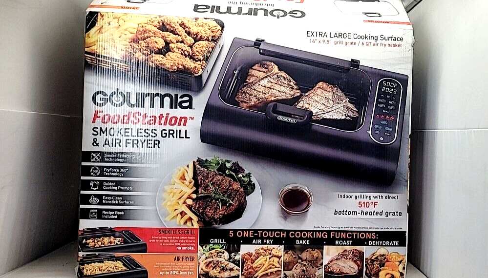 New Gourmia GGA2120 FoodStation Indoor Smokeless Grill with Guided ...