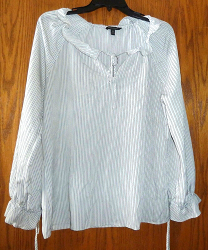 BANANA REPUBLIC - DRAWSTRING NECKLINE & CUFF SILKY PEASANT BLOUSE ...