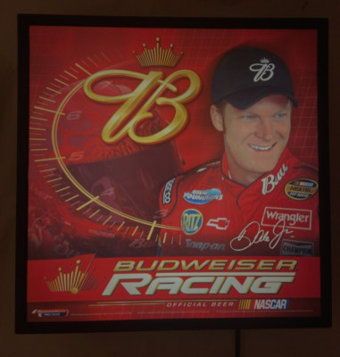 18" WORKING Light/Sign Budweiser NASCAR Racing Dale Earnhardt Jr BACK ...