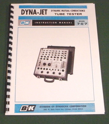 B&K Dyna-Jet 707 Tube Tester Instruction Manual & Tube Charts: Card ...