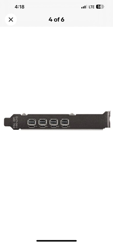 PNY VCNT1000-PB Nvidia T1000 4x Mini DP 4GB GDDR6 PCIe 3.0 x16 Graphics ...