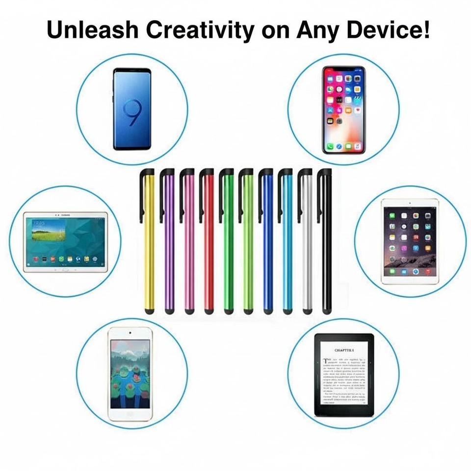 10x Stylus Pen Touch Screen Rubber Tip for All Tablets & Mobile Phones ...