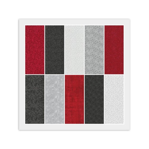 Layer Cake - 20) 10" x 10" Squares RED GRAY BLACK Cotton Fabric READ ...