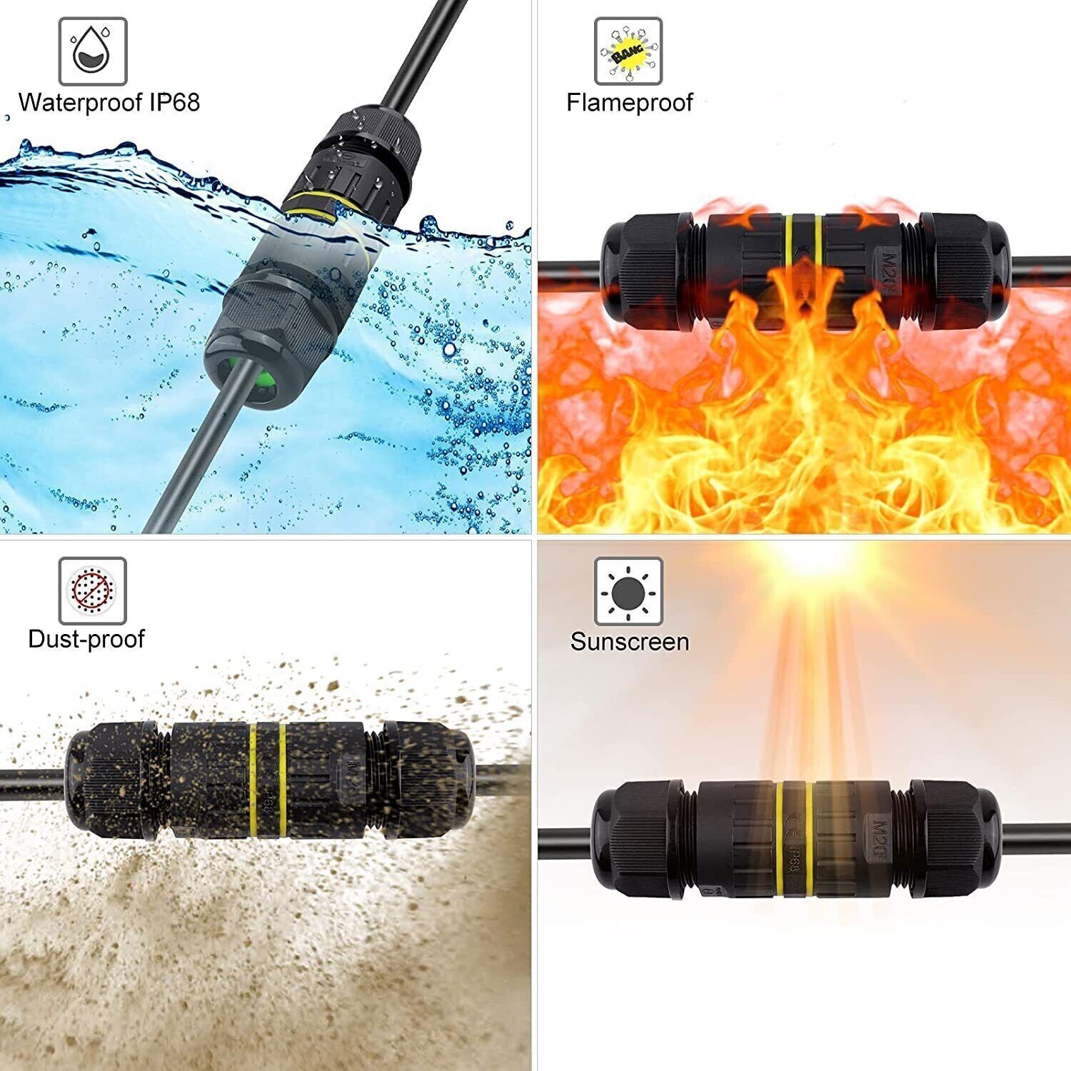 2/3 Pin Outdoor Junction Box IP68 Waterproof Electrical Cable Wire ...