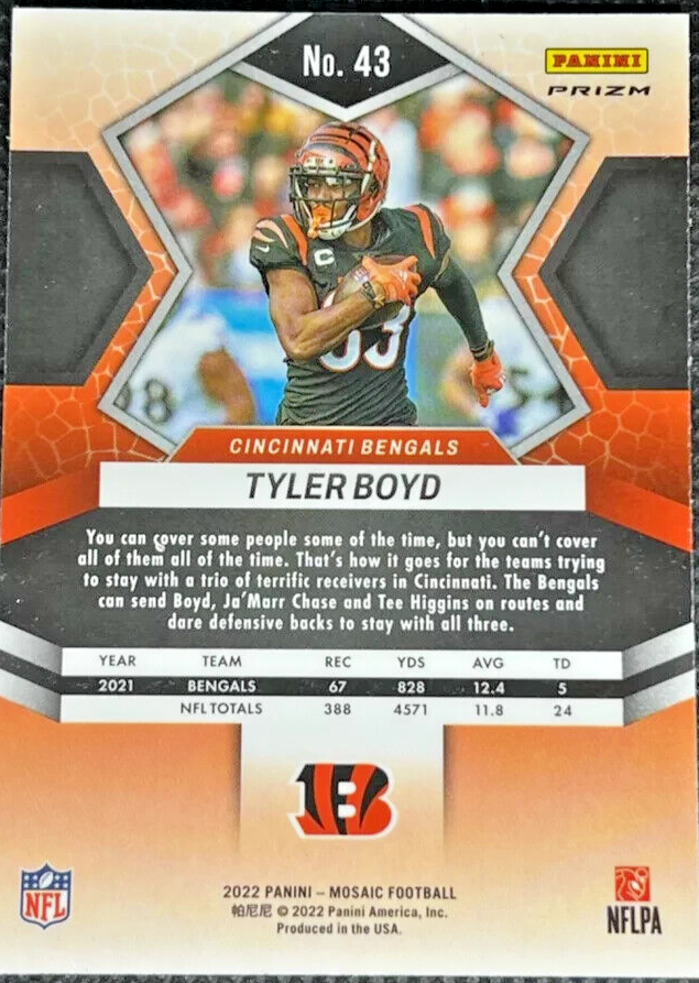 Tyler Boyd 2022 Mosaic Blue Sparkle Prizm #43 Tennessee Titans | eBay UK