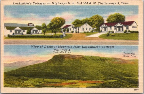 CHATTANOOGA, Tenn. Linen Postcard LOCKMILLER'S COTTAGES Lookout ...