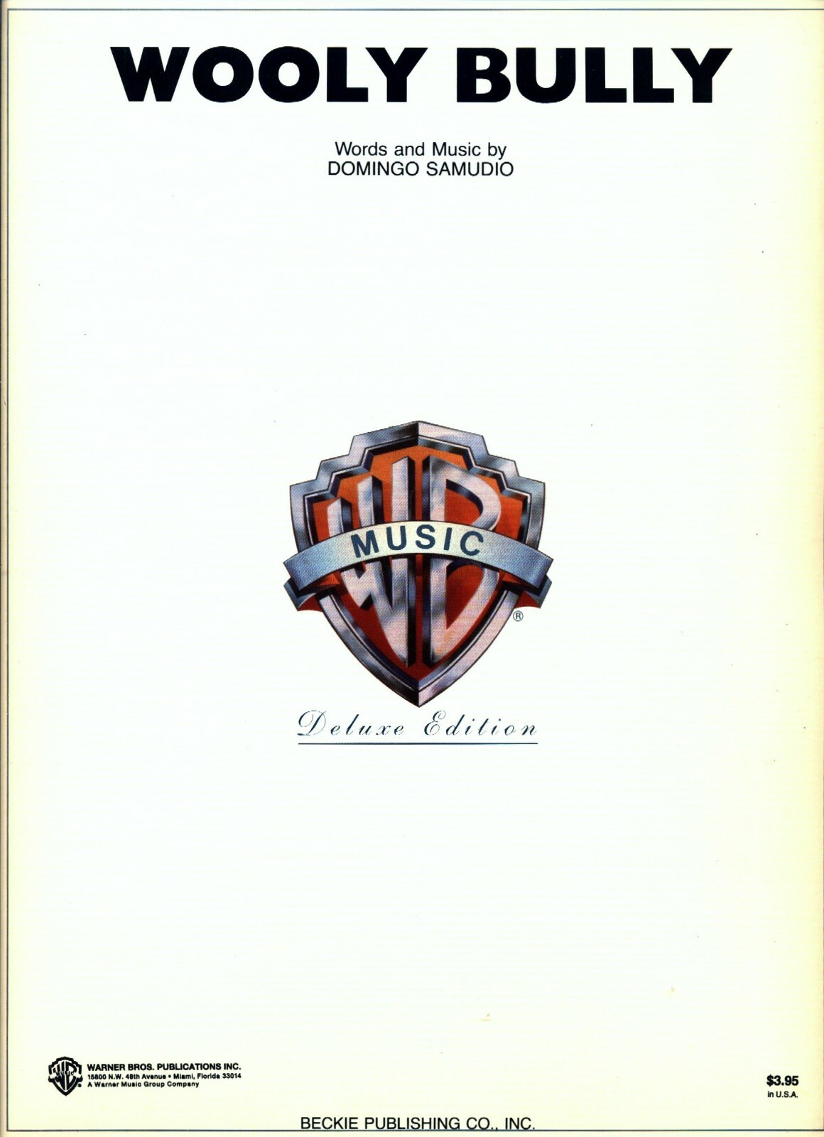 DOMINGO SAMUDIO WOOLY BULLY SHEET MUSIC DELUXE PIANO/VOCAL/GUITAR ...