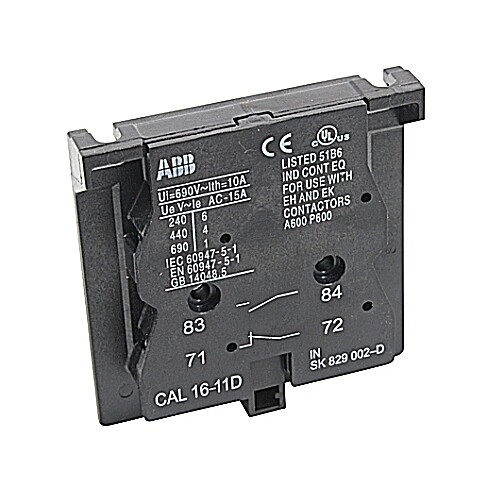 CAL16-11D, ABB, 2 pole screw type right outer side mounted aux contact ...