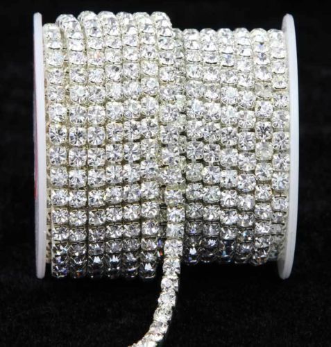 10 Yard Silver & Gold Glass Rhinestone DIY Close Chain Clear Trim ...