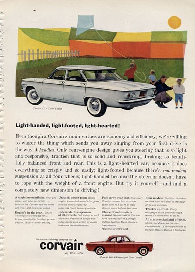 1960 Chevrolet PRINT AD Chevy Corvair 700 4 Door Kite Flying Theme ...