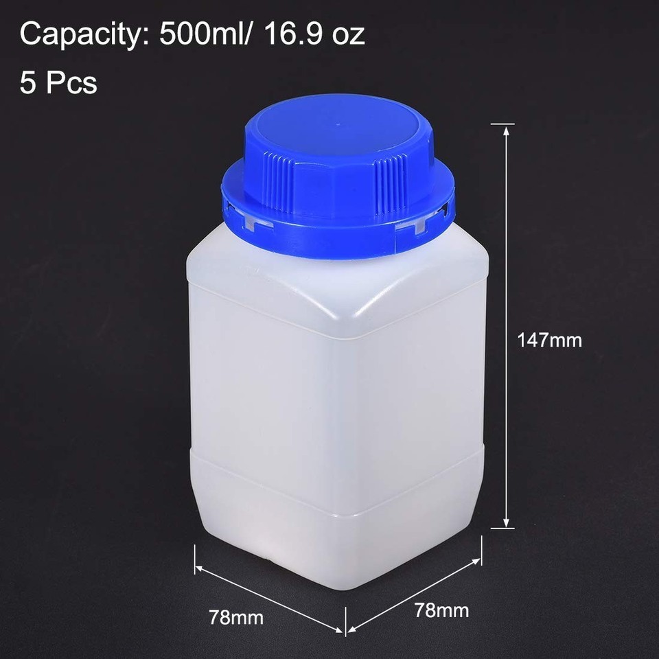 5 Pack 500ml/16.9 oz Plastic Lab Chemical Reagent Bottle Storage Blue ...