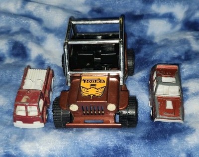 Vintage 3 Metal Cars/Tootsie Gremlin(Broken Axel)+Firetruck/Tonka Jeep ...