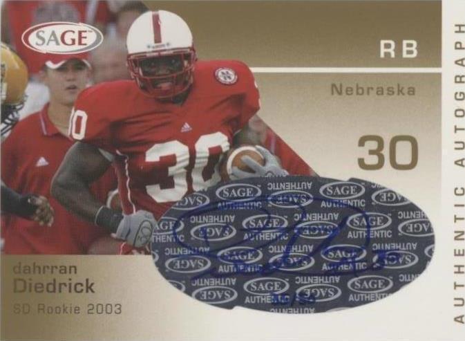 2003 SAGE - Autographs Dahrran Diedrick #A13 Gold /50 (AU, RC) for sale ...