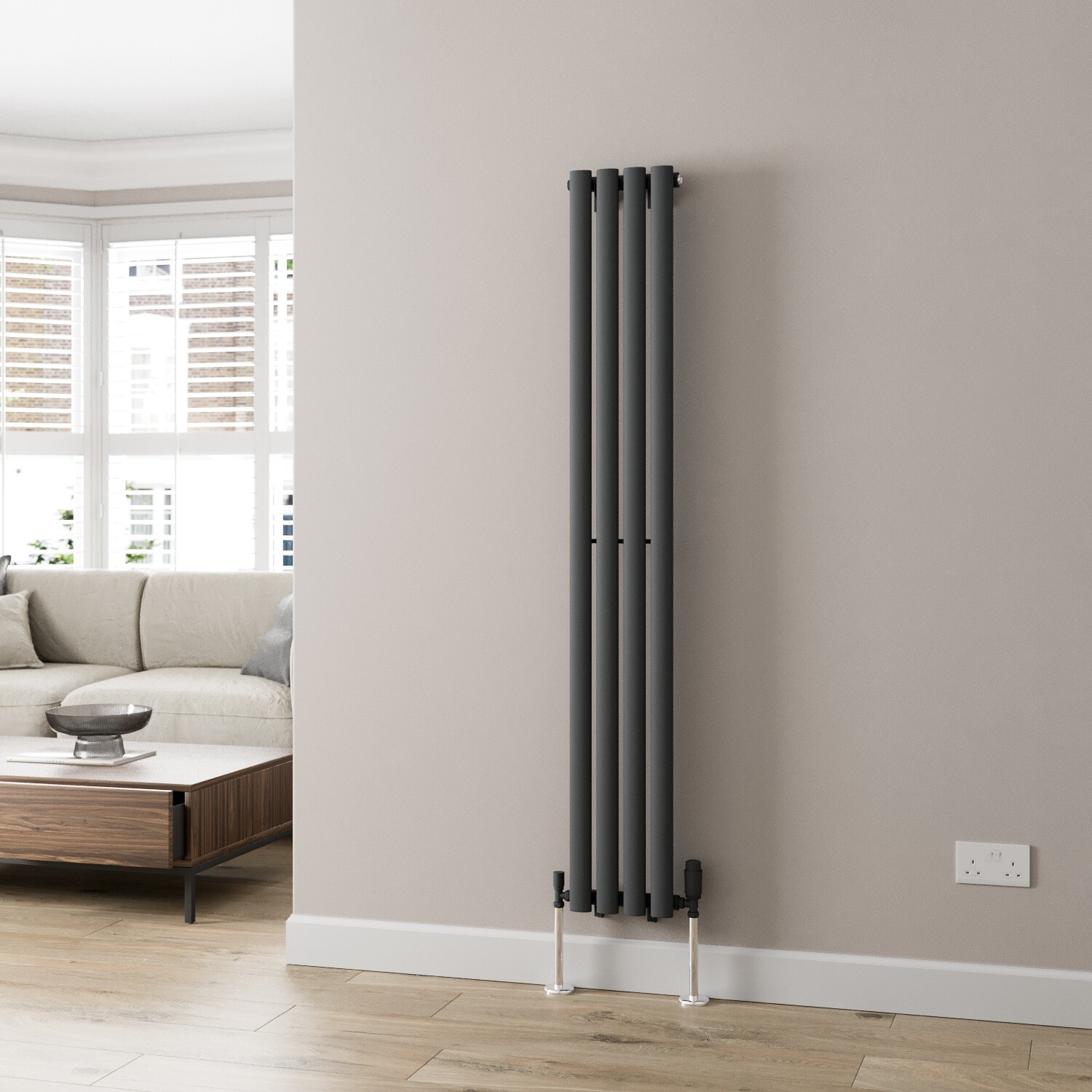 Anthracite Designer Radiator Vertical Oval Column Single Panel Rad ...