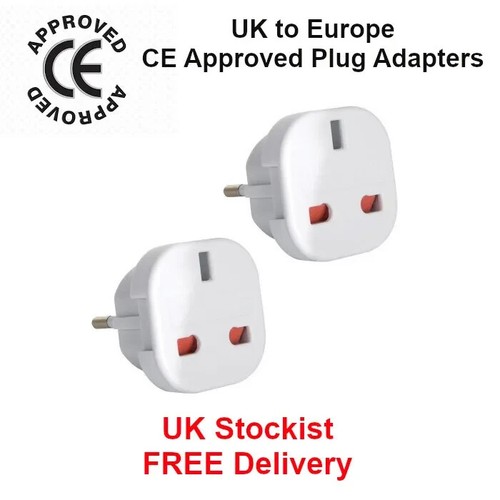 2 x UK To EU Euro European Travel Adaptor Plug 2 Pin Adapter ** TWIN ...