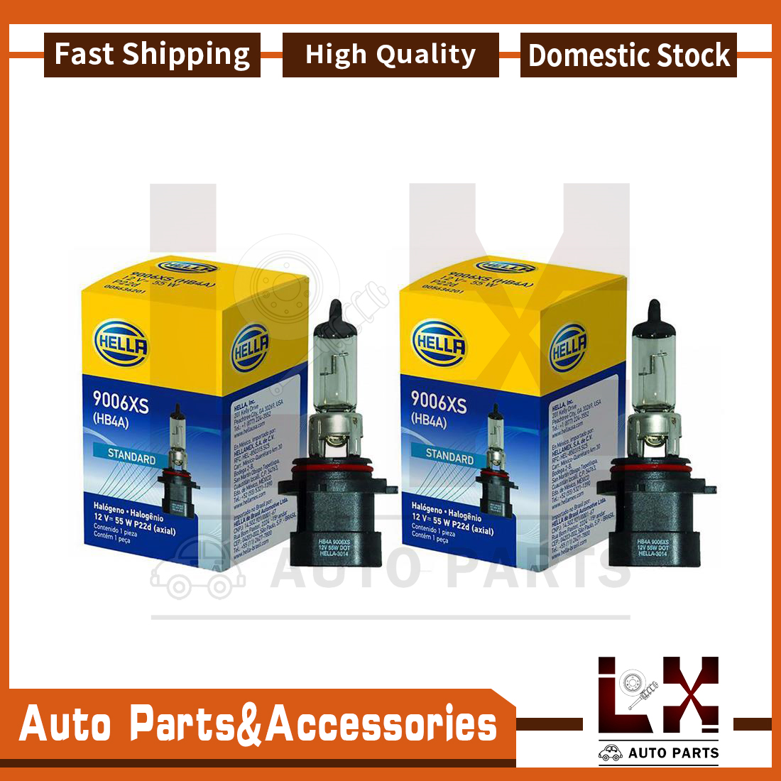 2PCS Hella 9006XS Headlight Bulb 9006XS/ HB4A Halogen 55 Watt White ...