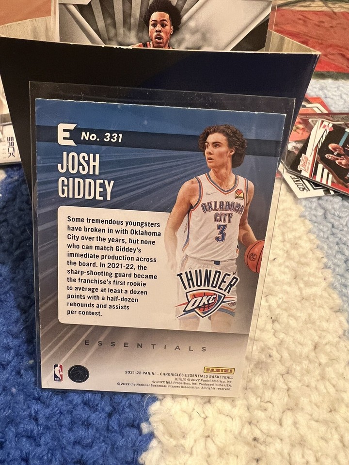 Josh Giddey 2021-22 Panini Chronicles Essentials Rookie RC #331 OKC ...