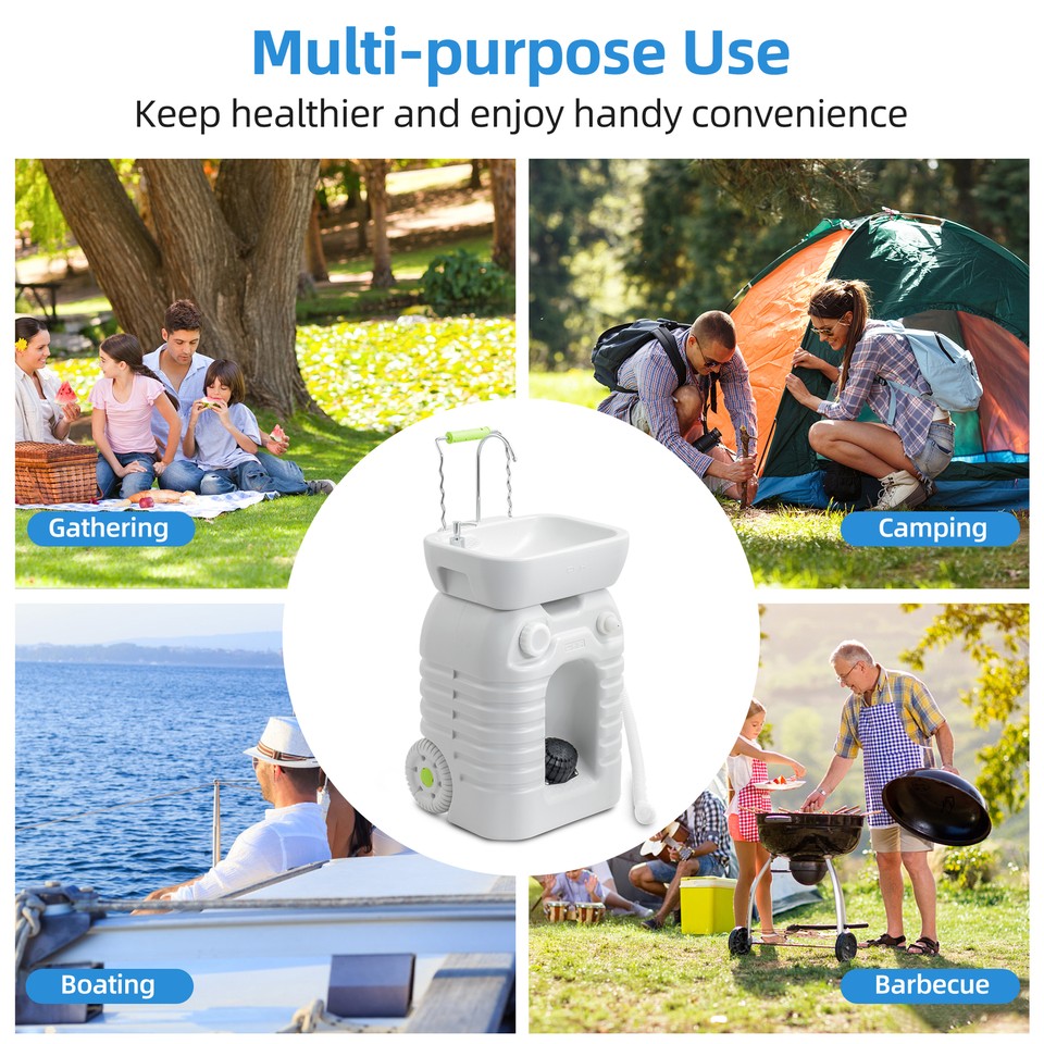 Portable Wash Sink Camping Hand Wash Station Basin Stand w/ 12 Gallon ...
