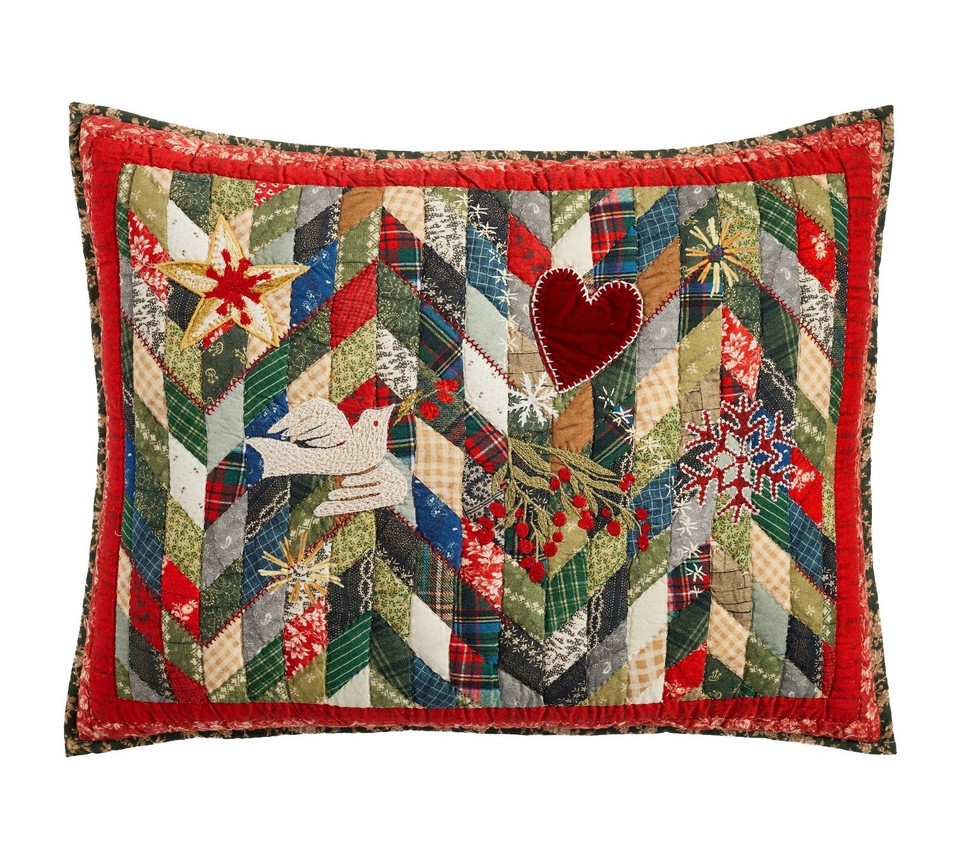 pottery barn Winter Wreath Quilted Sham 2 standard original $159 new | eBay