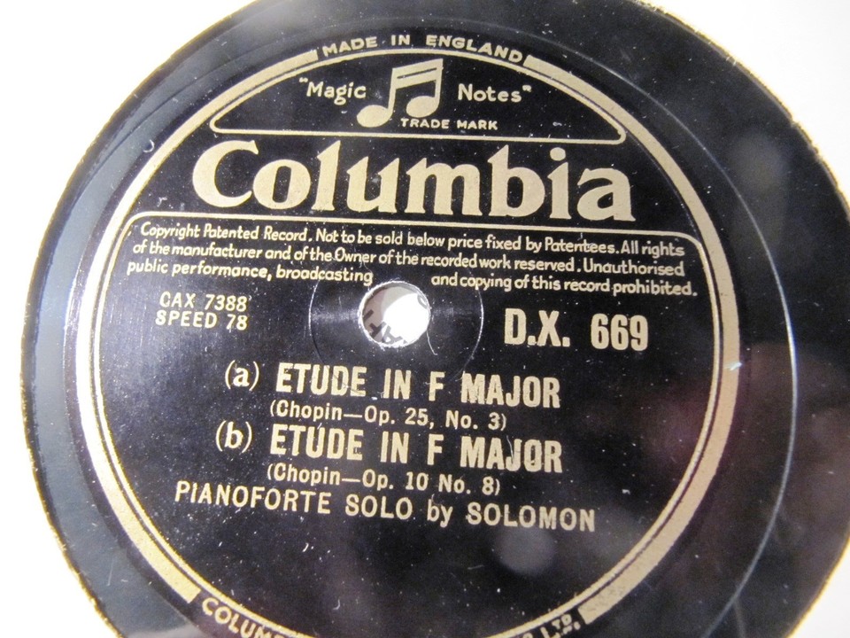 1932 SOLOMON Cutner 1st COLUMBIA Piano Chopin Fantaisie F Minor Etudes ...