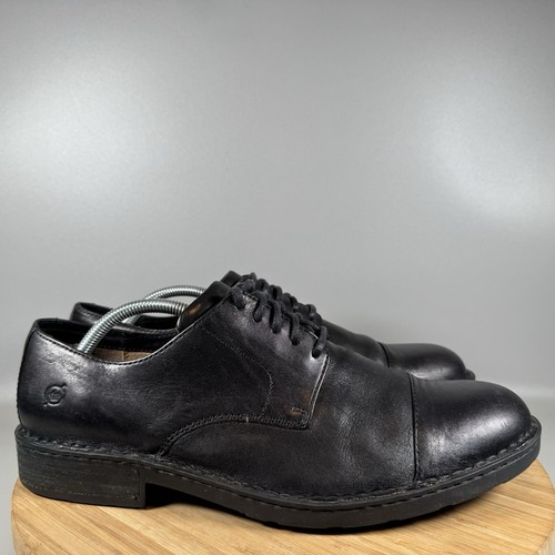 Born Shoes Mens 11 Black Leather Oxford Cap Toe Derby Casual Comfort ...