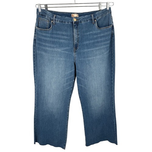 KUT from the Kloth Meg High-Rise Fab Ab Wide Leg Raw Hem jeans blue size 22W | eBay