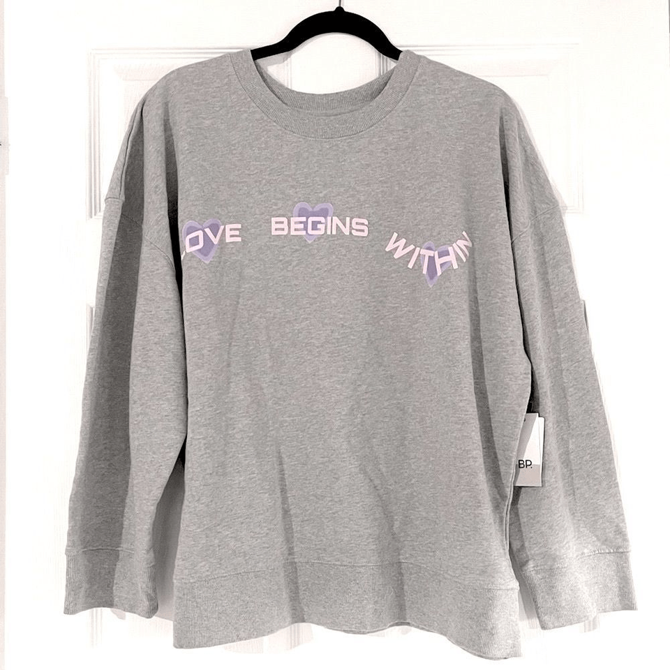 BP Sweatshirt Pullover Small Top Long Sleeve Lounge Gray Love Boho ...
