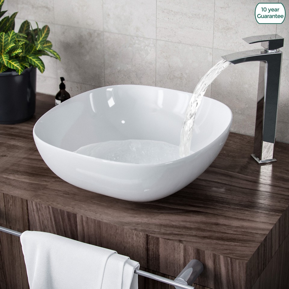 Bathroom Basin Sink Hand Wash Counter Top Wall Mounted Hung Ceramic ...