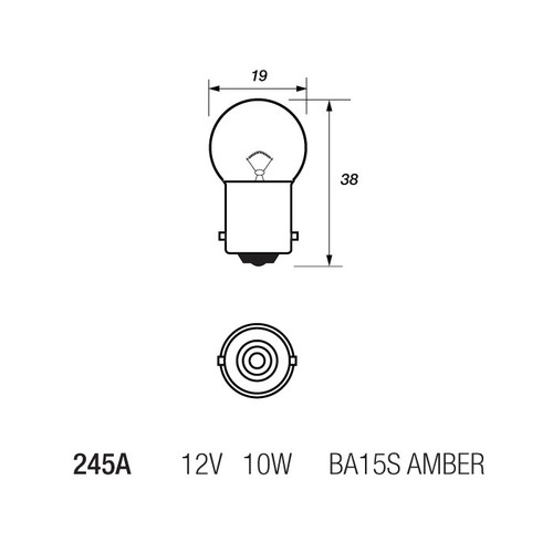 245 R10W Amber 12v 10w BA15S Bayonet Bulb 245A | eBay UK
