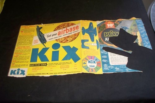 Vintage 1945 Kix Cereal Box WWII Airplane Airbase Cut Out General Mills ...