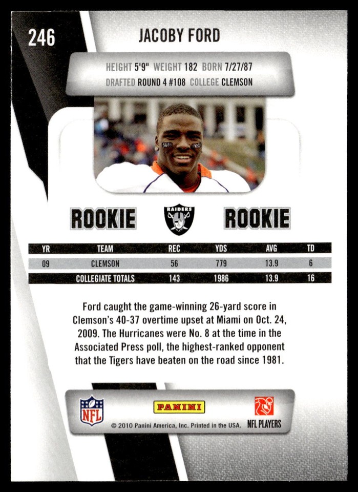 2010 Panini Prestige Jacoby Ford #246 Rookie RC Oakland Raiders | eBay