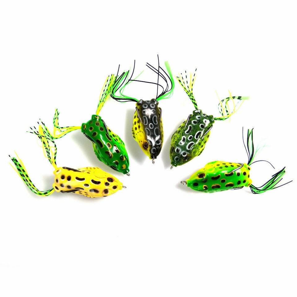 5 PCS Large Frog Topwater Soft Fishing Frogs Lure Bait Bass 1/2 oz 2-3/ ...