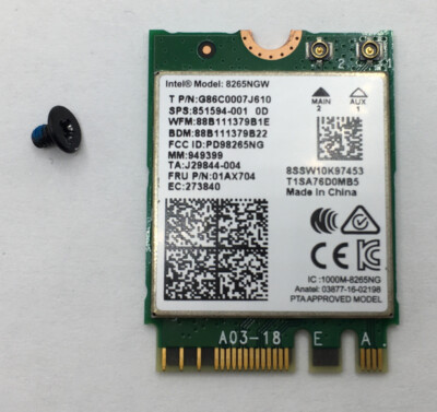01AX702 Lenovo Wireless Card Dual Band 802.11ac 8265NGW 851594-001 ...