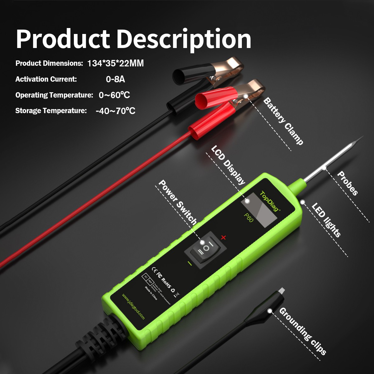 12V Test Light Power Circuit Probe Kit 6-24V Car Fuse Tester Short ...