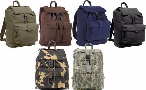 Rothco Canvas Day Pack Camo Backpack Army Knapsack Rucksack Work School ...