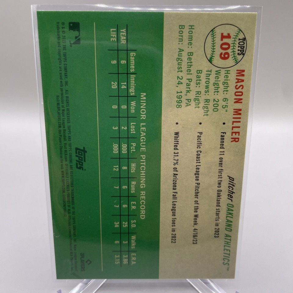 2023 Topps Chrome Platinum Mason Miller Prism Refractor RC Rookie ...