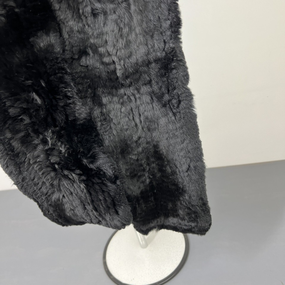 Mitchie’s Genuine Rabbit Knitted Fur Scarf Dyed Black Fur Wrap | eBay UK