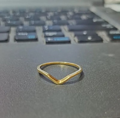 1mm Thin Stackable Ring Stainless Steel Plain V Shape Band Solid 14k ...