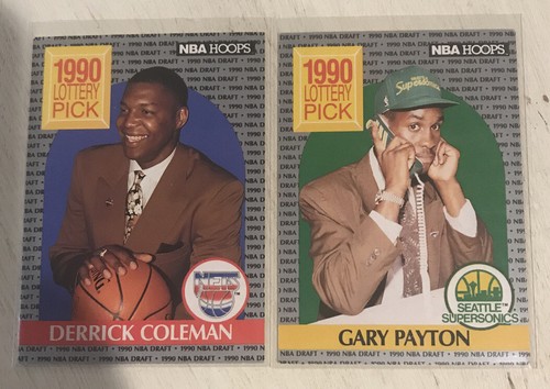 Derrick Coleman And Gary Payton Rookie Cards 1990 NBA Hoops Lottery ...