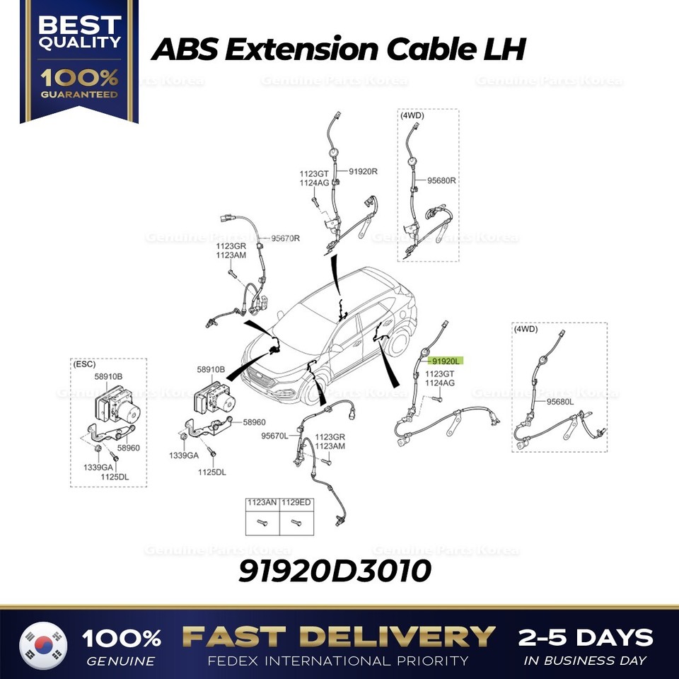 ⭐Genuine⭐ ABS Extension Cable LH 91920D3010 for Hyundai Tucson | eBay