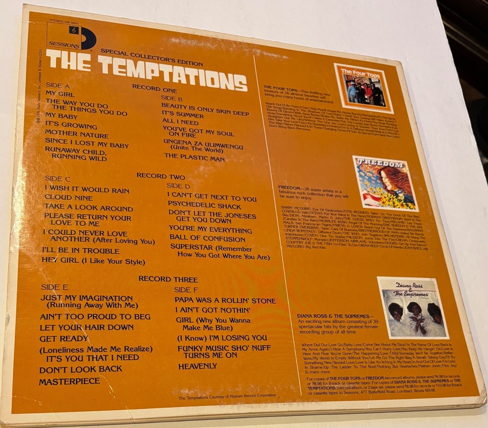 TEMPTATIONS Vinyl Albums '72-'76 33RPM Motown LP's Complete Your Set, U ...