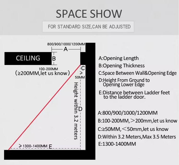 Rough Opening Size 24x54 inch Folding Loft Ladder | eBay