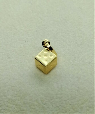 Charms Pendentif Dé Cube Or 18KT 750 Dés De Jeu Or Pendentif Or Dice ...