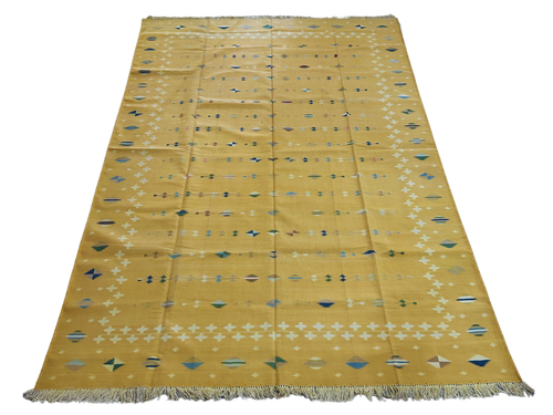 HANDWOVEN Cotton Panja Dhurrie AREA RUG 6x9FT INDIAN Modern Decor ...