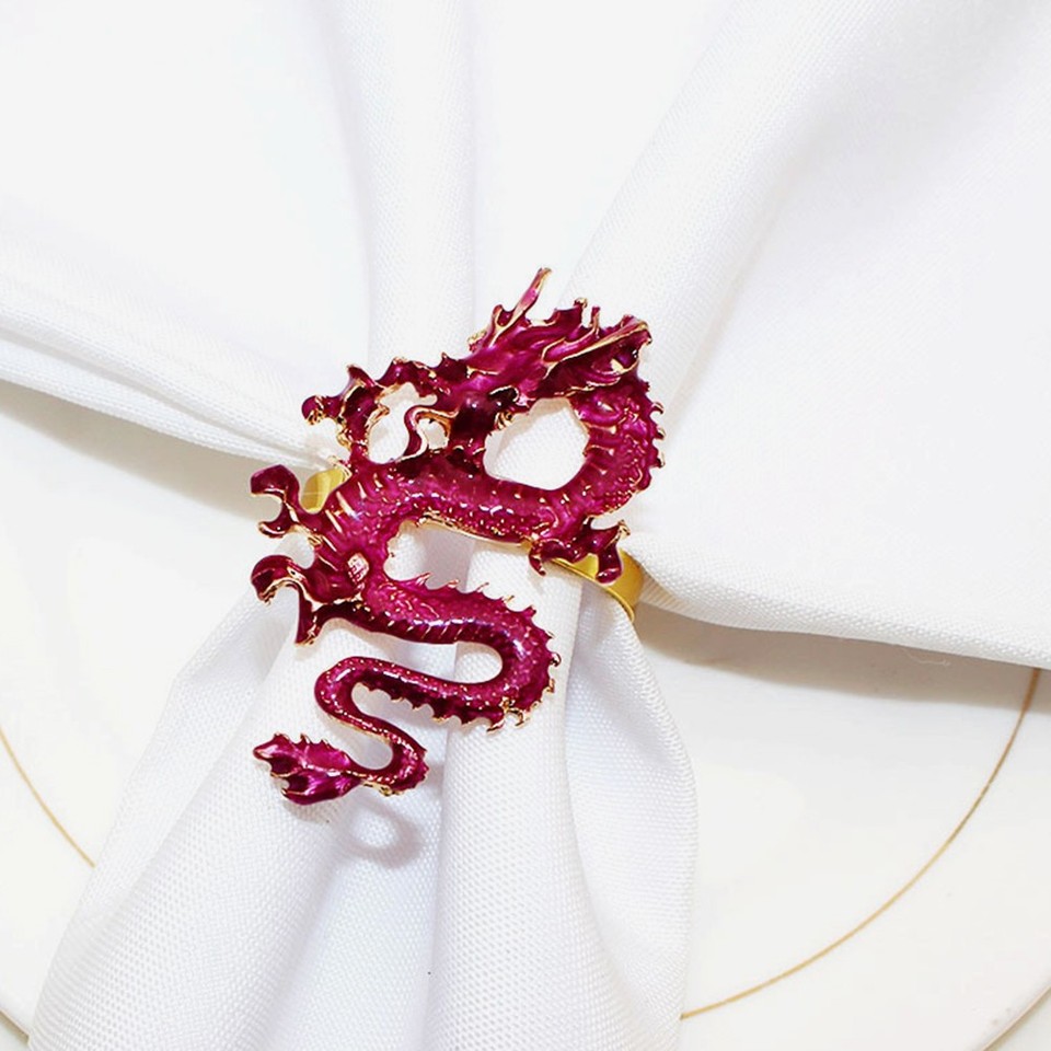 6 Pcs Napkin Holders for Paper Napkins Table Rings Chinese Dragon ...
