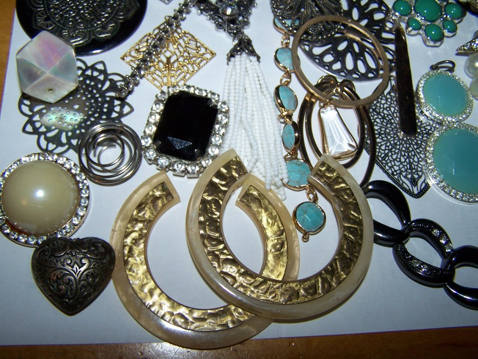 VTG~Mod Jewelry Parts Pieces Findings Lot Craft JewelryArt Metal Glass ...