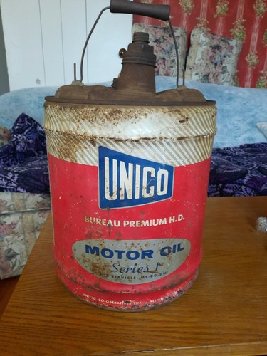 Unico Bureau Premium Motor Oil 5 Gallon Metal Can Wooden Handle ...