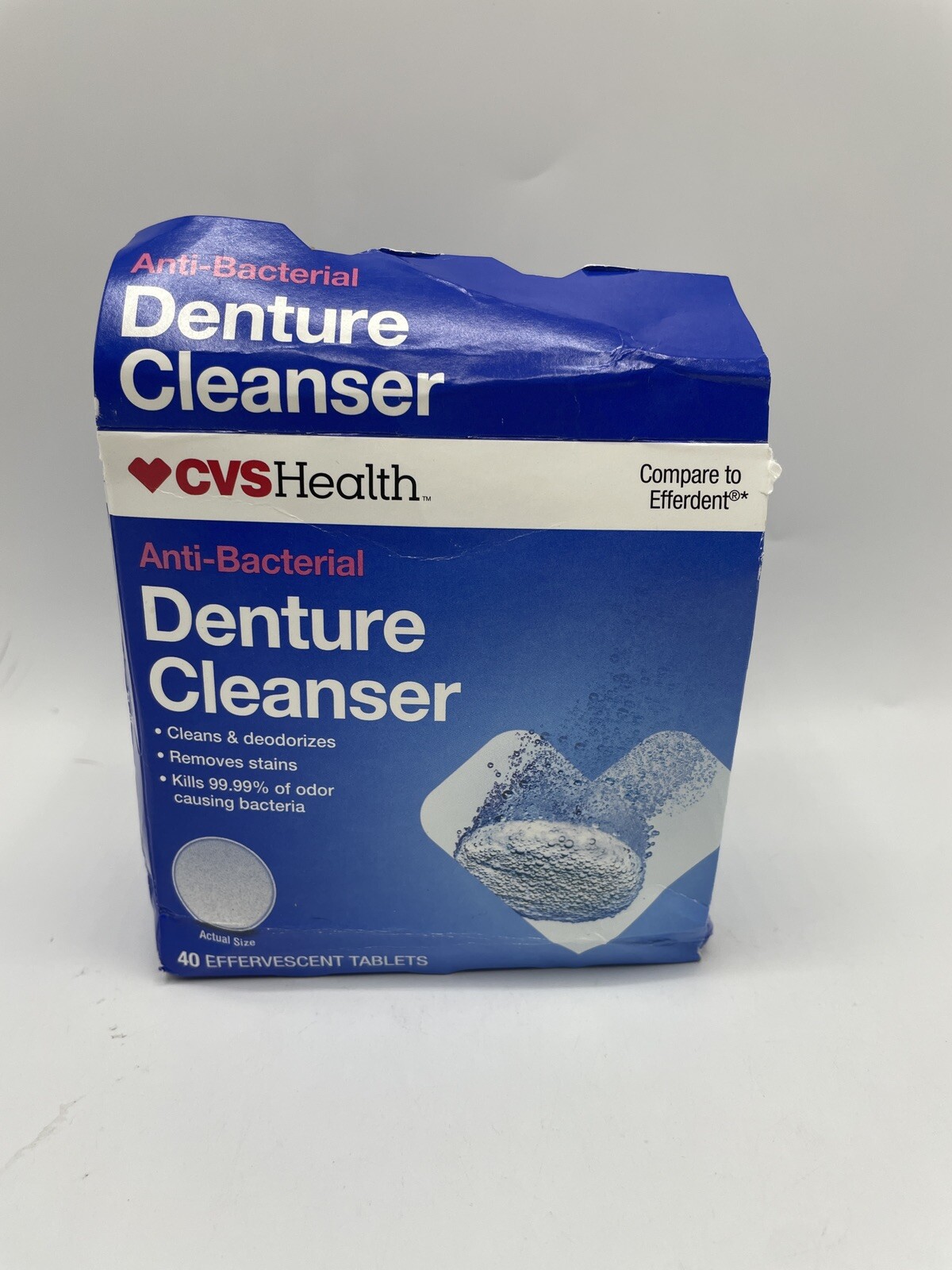 2 CVS Health Anti-bacterial Denture Cleanser 40 Effervescent Tablets EA ...