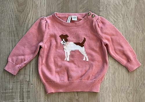 Janie & Jack Pink Sweater Terrier Puppy Dog Gold Buttons Size 3-6m ...