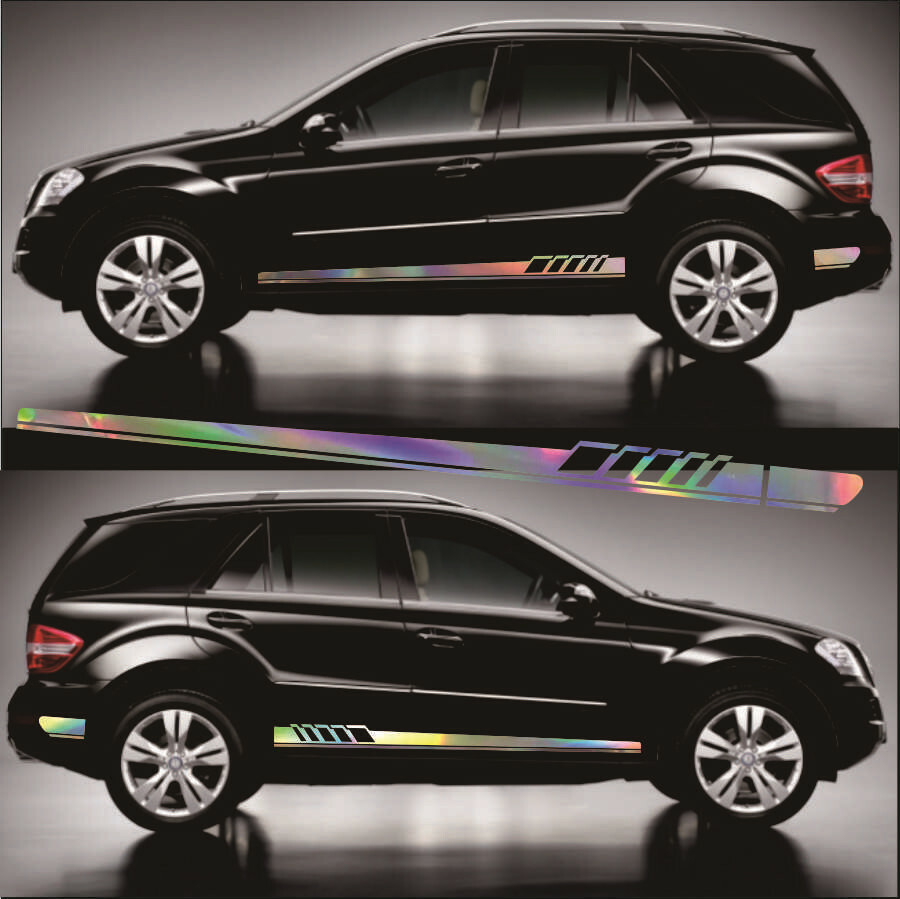 2Pcs Laser Reflective Car Graphics Both Side Body Vinyl Decal DIY ...